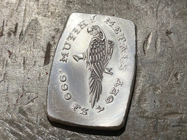 Mutiny Parrot 1oz art silver bar tattoo – Mutiny Metals